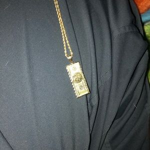 Accessories | 1k Gold Chain 100 Dollar Bill Pendant | Poshmark